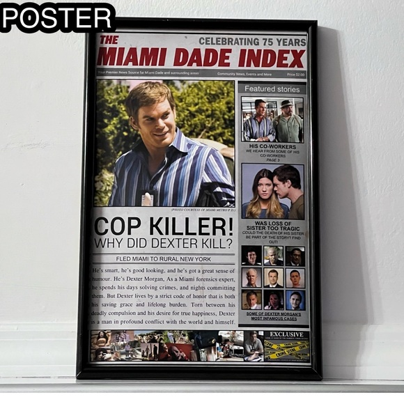 Art | Dexter Michael C Hall Horror Movie Newspaper Poster | Poshmark